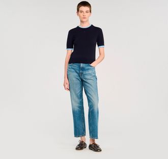 Sandro Zweifarbiger kurzer Pullover