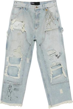 Paly Hollywood Homme, Jeans, Bleu, Taille: W32 Busted Dbl Knee Jean