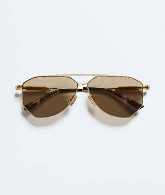 Bottega Veneta Lunettes de soleil aviateur Classic - Jaune - Unisex - Unisex