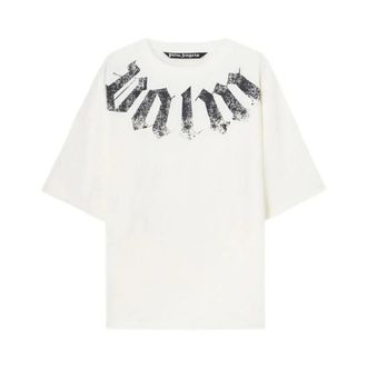 Palm Angels Homme, Tops, Blanc, Taille: L T-shirt col rond