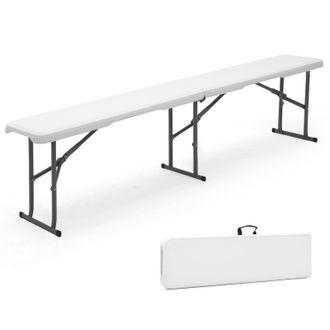 Sekey Kunststoff Klappbank Bierbank 182 x 28 x 43 cm, Faltbar Biergarten Campingbank Gartenbank Klappbar Bierb&auml;nke Sitzbank bis 300kg Belastbar, Wei&szlig;