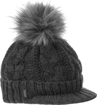 Mcburn Britta Cable Knit Peak Pull On M&uuml;tze Bommelm&uuml;tze Winterm&uuml;tze Strickm&uuml;tze Damen - Made in Italy mit Schirm, Futter, Futter Winter Herbst-Winter - One S