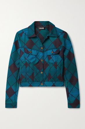 Ahluwalia Studio Verk&uuml;rzte Jacke Aus Merinowolle Mit Jacquard-muster - Blau