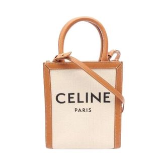 Celine Pre-owned Mini Vertical Cabas Canvas Leather 2way Bag - - Pre-owned - Damen - Beige - ONE SIZE