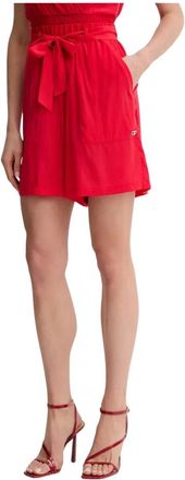 Liu Jo Shorts &agrave; plaque logo - Femme - Shorts - Rouge - Taille: 38 FR