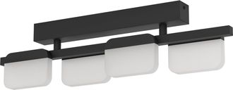 Eglo LED Deckenleuchte Ervidel, 4 flammige Deckenlampe dimmbar, Wohnzimmerlampe, Schlafzimmerlampe aus Metall in Schwarz, Kunststoff in Satiniert, Klar, LE