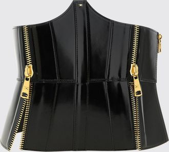 Elisabetta Franchi Ceinture bustier en cuir avec logo monogramme et fermeture &agrave; nouer