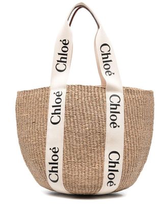 Chlo&eacute; Woody Grand sac panier en paille