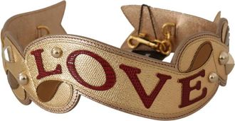 Dolce & Gabbana Gold Leder Love Patch Taschengurt - - Bags - Damen - Gelb - ONE SIZE