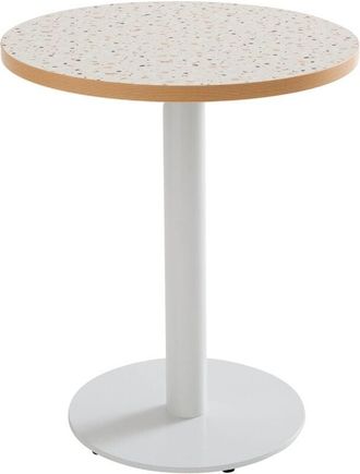 Oviala Esstisch rund 60 cm schwarzes Gestell und Terrazzo-Beschichtung