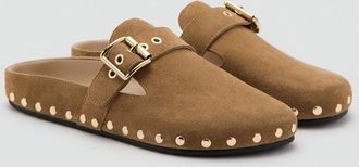 Mango Chaussures cuir clout&eacute;es sable - Femme - 36 - MANGO