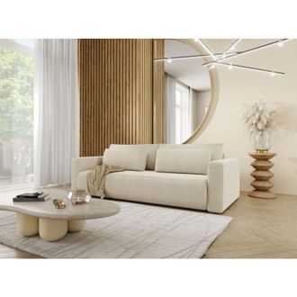 Fun M&ouml;bel Fun Moebel - Sofa 3-Sitzer mit Schlaffunktion chaira Stoff Curio Hellbeige