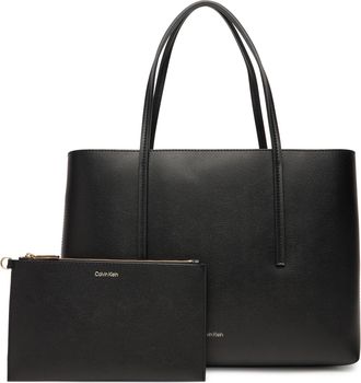 Calvin Klein Handtasche Calvin Klein Foil Logo Small Tote LV04F3275G Schwarz
