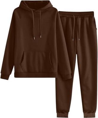 Generic Tenue 2 pi&egrave;ces pour femme - Ensemble de surv&ecirc;tement &agrave; capuche tendance et ample &agrave; manches longues et pantalon de surv&ecirc;tement, caf&eacute;, 3x_l
