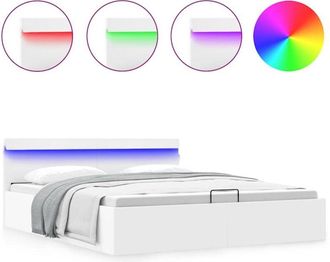 vidaXL Vidaxl - Cadre de lit &agrave; rangement avec led blanc similicuir 160x200 cm