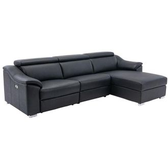 Vente-Unique Vente-unique - Canap&eacute; dangle relax &eacute;lectrique en cuir sup&eacute;rieur noir pedrera - Angle droit