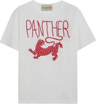 Valentino Garavani Femme, Tops, Blanc, Taille: 36 FR T-Shirt Imprim&eacute; en Coton