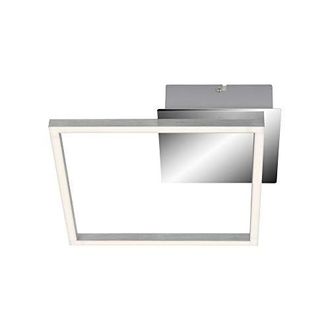 Briloner Leuchten - LED Deckenleuchte, Deckenlampe dimmbar, inkl. Memoryfunktion, 9,7 Watt, 900 Lumen, 3.000 Kelvin, Chrom-Alu, 280x280x60mm (LxBxH), 3105-018