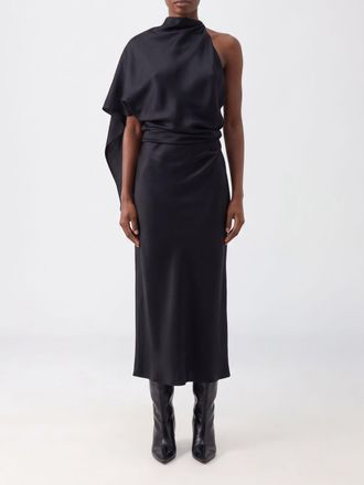 R&oacute;he Robe midi fourreau asym&eacute;trique drap&eacute;e en laine m&eacute;lang&eacute;e