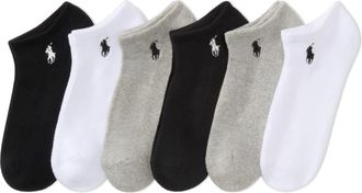 Ralph Lauren Damen Performance Cotton Socks-6 Pair Pack-Breathable Mesh & Sport Cushioning Kissen Low-Cut, Grau, Sortiert, 36.5-43 EU