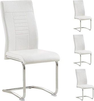IDIMEX Lot de 4 chaises de Salle à Manger ou Cuisine Loano, Chaise Cantilever avec Assise rembourrée et piètement en métal chromé, Blanc