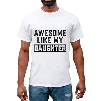 Generic DENGJIAMY Awesome Like My Daughter T-shirts &agrave; manches courtes pour homme T-shirt classique &agrave; col rond d&eacute;contract&eacute; T-shirt graphique tendance hauts pou