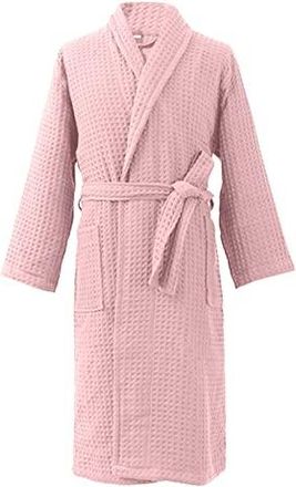 Generic Peignoir en nid dabeille pour femme &agrave; manches longues en coton pur avec poches d&eacute;contract&eacute;es avec col, v&ecirc;tements de nuit l&eacute;gers et respirants, peignoi