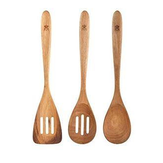 Masterpro MasterPro Smart | Set dustensiles de cuisine | 3 cuill&egrave;res en bois | En bois dacacia | Adapt&eacute;es au lave-vaisselle | Facile &agrave; nettoyer et &agrave; ranger Q410