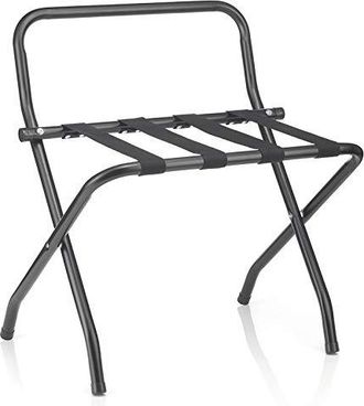 IDIMEX Porte-Valise Suite en métal Noir, Support-Bagages Accessoire de Chambre hôtel pour Sac de Voyage et Valise, Support Valise Pliable avec 4 Sangles de M