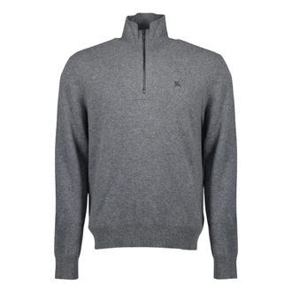 Burberry Grauer Zip-Up Pullover mit hohem Kragen - - Knitwear - Herren - Grau - S