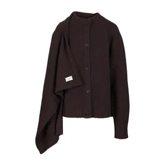 The Attico Femme, Pulls, Brun, Taille: 36 FR Cardigan avec d&eacute;tail drap&eacute;