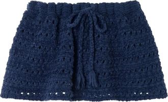 Alanui minijupe The Breath Of The Lagoon en crochet - Bleu