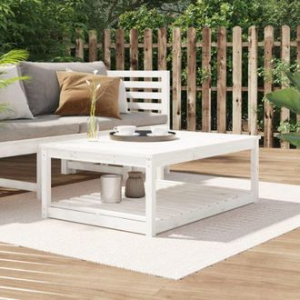 vidaXL Gartentisch Wei&szlig; 121x82,5x45 cm Massivholz Kiefer - Vidaxl