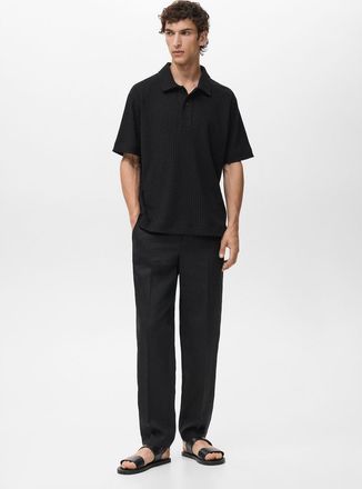 Mango Strukturiertes Strick-Poloshirt schwarz - Herren - XS - MANGO MAN