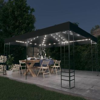 vidaXL Vidaxl - Tonnelle avec guirlande lumineuse &agrave; led 3x4 m Anthracite