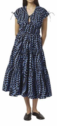 Scotch & Soda Womens Tiered poplin midi Casual Dress, House of Mirrors Blue, 40