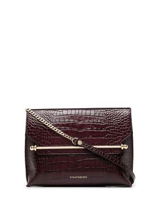 Strathberry sac &agrave; bandouli&egrave;re en cuir &agrave; effet peau de crocodile - Violet