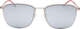 HUGO BOSS Mehrschichtige Linse-Sonnenbrille f&uuml;r Herren, Matt (Ruthenium/Wei&szlig;)