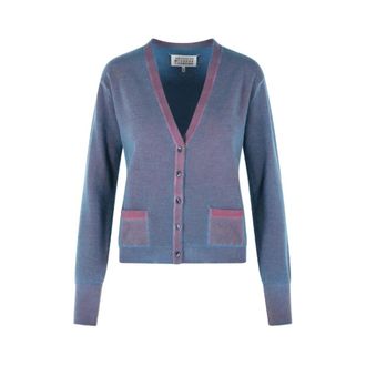 Maison Margiela V-Ausschnitt Cardigan mit aufgesetzten Taschen - - Knitwear - Damen - Mehrfarbig - M