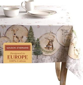 Maison d'Hermine Mountain Life Nappe en 100% Coton pour Cuisine et Salle &agrave; Manger D&eacute;coration de Table f&ecirc;te Mariage, f&ecirc;te m&egrave;res Thanksgiving No&euml;l (Rectangle, 140cm x 18