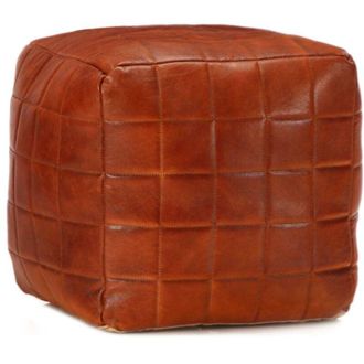 vidaXL Pouf 40 x 40 x 40 cm Brun roux Cuir véritable de chèvre vidaXL