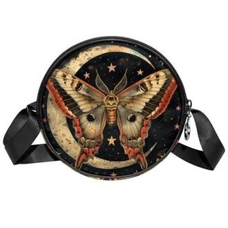 Generic Sac &agrave; bandouli&egrave;re rond pour femme, petit sac &agrave; bandouli&egrave;re avec fermeture &eacute;clair et bretelles r&eacute;glables style d&eacute;contract&eacute; pour femmes et filles