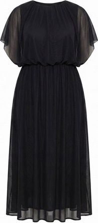 Ulla Popken Abendkleid Maxikleid Ballon-Oberteil Rundhals &auml;rmellos