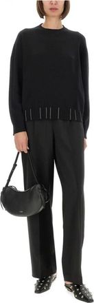 Fabiana Filippi Femme, Pulls, Noir, Taille: 34 FR Pull en Tricot Fin &agrave; Ourlet C&ocirc;tel&eacute;