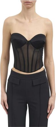 Elisabetta Franchi Femme, Tops, Noir, Taille: 40 FR Bustino in Tulle e Satin