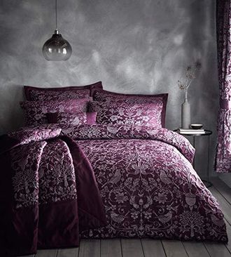 Portfolio Home Portfollio Luxuri&ouml;ses Jacquard-Bettbezug-Set f&uuml;r Doppelbett, Eichenbaum, Pflaume