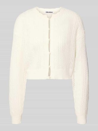 Review Loose Fit Cardigan aus Ajour-Strick mit Perl-Kn&ouml;pfen