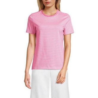Lands End Supima Kurzarm-Shirt mit rundem Ausschnitt, Damen, Gr&ouml;&szlig;e:32-34 regular, Pink, Baumwolle, by Lands End