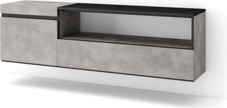 Skraut Home Skraut Home - TV-Schrank, Lowboard, f&uuml;r Wohnzimmer und Esszimmer, 150x45x35cm, F&uuml;r TV-Ger&auml;te bis zu 65, H&auml;ngend, Moderner Stil, Zementgrau