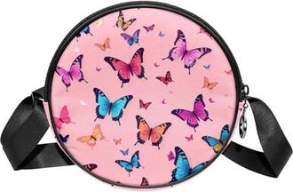 Generic Sac &agrave; bandouli&egrave;re rond pour femme, petit sac &agrave; bandouli&egrave;re esth&eacute;tique avec fermeture &eacute;clair, bretelles r&eacute;glables, sac &agrave; main rond d&eacute;contract&eacute; pour fem